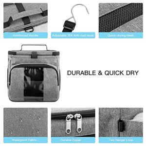 Bukere Shower Caddy Tote Bag, Portable Shower Caddy for College Dorm Travel, Separate Compartment, Large Capacity, Quick Dry Mesh Base, Hanging Toiletry Bath Bag for Student, Gym, Camp, Women Men