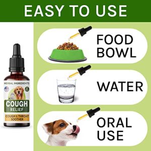 Kennel Cough Herbal Drops for Dogs & Cats - Cough Relief - Throat Soother - Homeopathic Respiratory Support - Dry, Wet Pet Cough and Cat Asthma, Sinus Congestion Treatment - Made in US - 2 Fl Oz