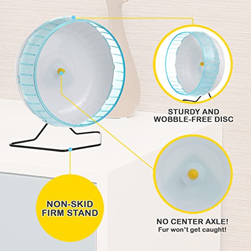 Silent Hamster Wheel, Super Quiet 8.3 Inch Hamster Exercise Wheel with Firm Bearing Lock and Stand, Hamster Cage Runner Wheels Accessories for Hamster Tiny Gerbil Mice or Other Small Animals