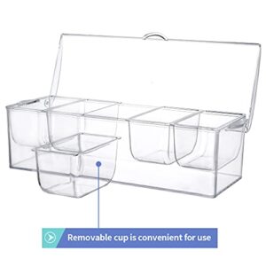 MOLIGOU Condiment Server on Ice, Chilled Caddy with 5 Removable Compartments, Chilled Serving Tray Container with Hinged Lid, 3 Serving Spoons and 3 Tongs Included