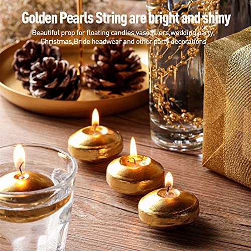 12 Pieces 1.65 Inch Floating Candles for Wedding Centerpiece, Small Unscented Floating Candles Round Tea Lights Candles Metallic Smooth Wax Floating Disc Candles for Dinner Home Decor (Gold)