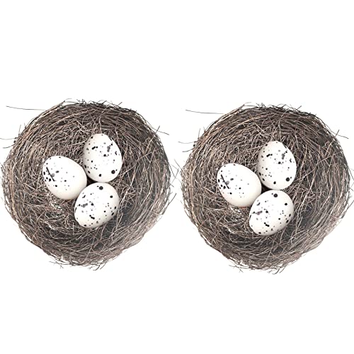 Hamiledyi Rattan Bird Nest Natural Handmade Parakeets Hut Cozy Resting Place Garden Yard Home Party Decor for Doves Canaries Finches Budgies