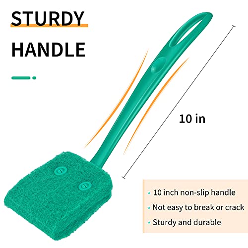 Pawfly Aquarium Algae Scraper Sponge Brush Cleaning Scrubber with 10 inch Non-Slip Handle for Glass Fish Tanks