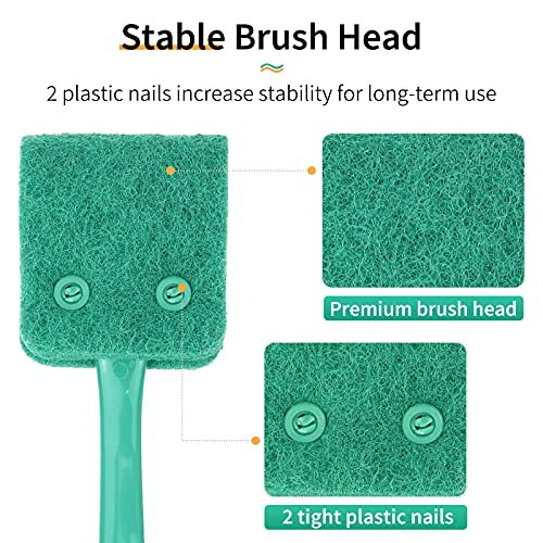 Pawfly Aquarium Algae Scraper Sponge Brush Cleaning Scrubber with 10 inch Non-Slip Handle for Glass Fish Tanks