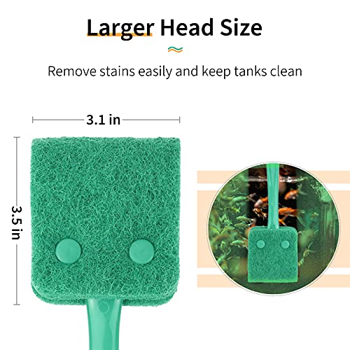 Pawfly Aquarium Algae Scraper Sponge Brush Cleaning Scrubber with 10 inch Non-Slip Handle for Glass Fish Tanks