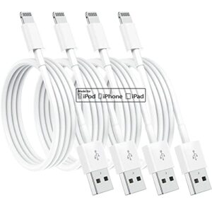 4 pack [apple mfi certified] apple charging cables 6ft, iphone chargers lightning cable 6 foot, fast iphone charging cord for iphone 12/11/11pro/11max/ x/xs/xr/xs max/8/7, ipad(white)