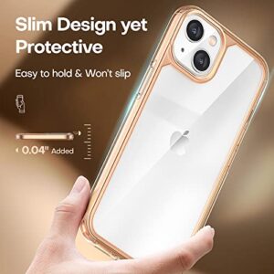 TAURI [5 in 1 Defender Designed for iPhone 13 Case, [Not-Yellowing] with 2X Tempered Glass Screen Protector + 2X Camera Lens Protector [Military-Grade Drop Protection] Shockproof 6.1 Inch Rose Gold