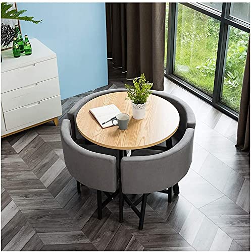 ZHANGXX Round Dining Table And Chair Set, Round Table Office Conference Table Office Conference 80cm Round Table Balcony Bedroom Cafe Hotel Corridor Apartment ,Used For Living Room And Kitchen, Grey