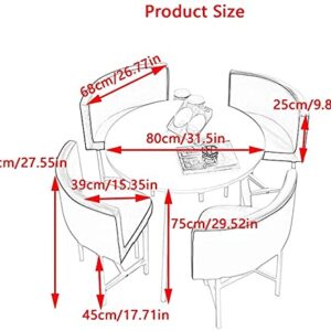 ZHANGXX Round Dining Table And Chair Set, Round Table Office Conference Table Office Conference 80cm Round Table Balcony Bedroom Cafe Hotel Corridor Apartment ,Used For Living Room And Kitchen, Grey