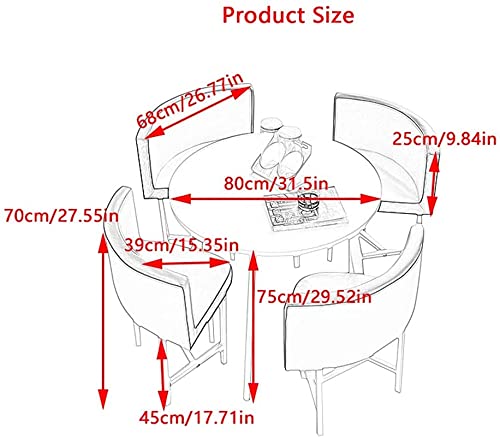 ZHANGXX Round Dining Table And Chair Set, Round Table Office Conference Table Office Conference 80cm Round Table Balcony Bedroom Cafe Hotel Corridor Apartment ,Used For Living Room And Kitchen, Grey