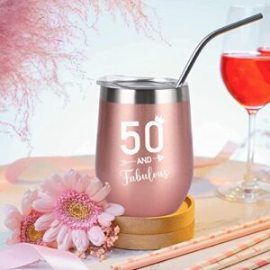 50th Birthday Gifts for Women, 50 and Fabulous Gift Basket for Grandma, Mom, Friend, Sister, Wife, Aunt, 50th Birthday Decorations Women | 1973 Birthday Gifts for 50 Year Old Woman Funny Gift Idea