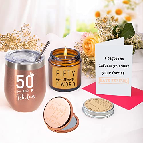 50th Birthday Gifts for Women, 50 and Fabulous Gift Basket for Grandma, Mom, Friend, Sister, Wife, Aunt, 50th Birthday Decorations Women | 1973 Birthday Gifts for 50 Year Old Woman Funny Gift Idea