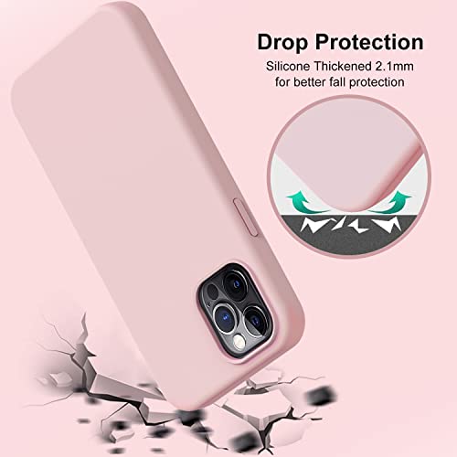 LOVE 3000 Compatible with iPhone 12 Pro Max Phone Case | Thickening Liquid Silicone | Anti-Scratch Microfiber Lining | Full-Body Duty Heavy Protection Case for iPhone 12 Pro Max Women Girls, Pink Sand