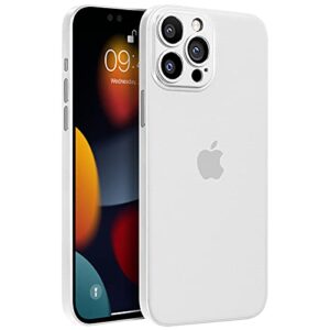 memumi super slim case for iphone 13 pro max [upgrade version] matte finish coating back cover for iphone 13 pro max 2021 ultra thin case with 0.3 mm minimalist design (translucent white)