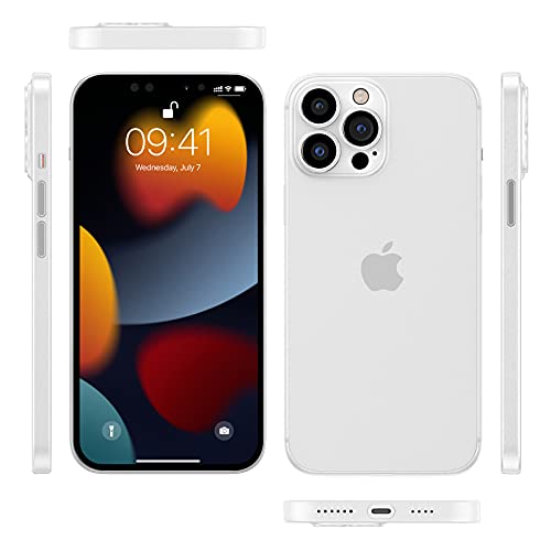 memumi Super Slim Case for iPhone 13 Pro Max [Upgrade Version] Matte Finish Coating Back Cover for iPhone 13 Pro Max 2021 Ultra Thin Case with 0.3 mm Minimalist Design (Translucent White)