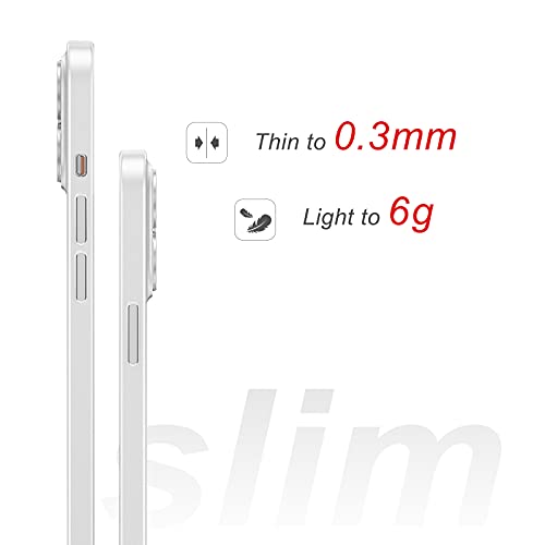 memumi Super Slim Case for iPhone 13 Pro Max [Upgrade Version] Matte Finish Coating Back Cover for iPhone 13 Pro Max 2021 Ultra Thin Case with 0.3 mm Minimalist Design (Translucent White)