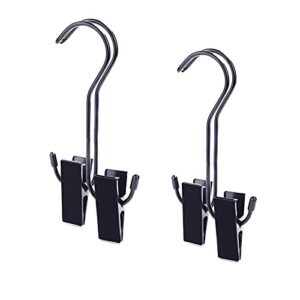 awocan 2pcs portable laundry hook shoes clips stainless boots clips closet organizer hangers clip travel home clothing trouser hanger for shoes, towel, socks,pants, (black)