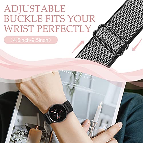 5 pack Stretchy Nylon Watch Bands Compatible with Samsung galaxy watch active 2 bands 40mm 44mm/Active 40mm/Galaxy Watch 3 41mm/Galaxy Watch 42mm/Gear S2/Galaxy Watch 4/Galaxy Watch 5 Fabric 20mm Wristband MZF