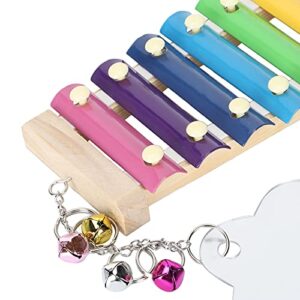 LZKW Chicken Xylophone Toy, Chicken Toys Chicken Coop Pecking Toy Non‑Toxic Natural with Mirror Bell 8 Metal Keys for Parrots for Attracting Chicken for Hens