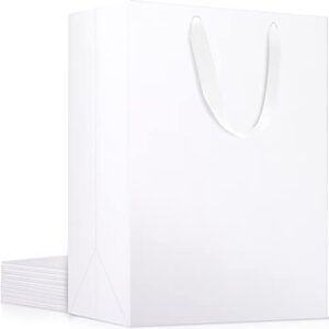 eusoar white kraft paper bags, 12pcs 12"x 6"x 16" extra large paper shopping bags with handles, heavy duty paper merchandise bags bulk, party, favor, goody,boutique, merchandise, retail bags