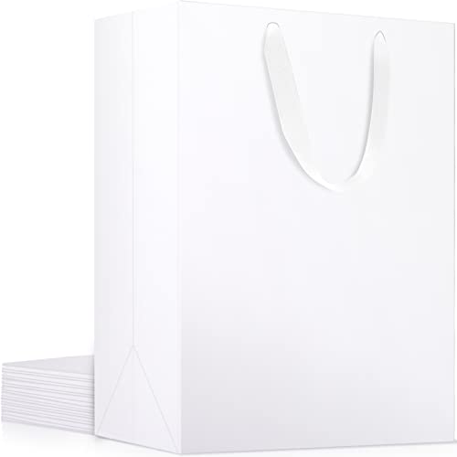 EUSOAR White Kraft Paper Bags, 12pcs 12"x 6"x 16" Extra Large Paper Shopping Bags with Handles, Heavy Duty Paper Merchandise Bags Bulk, Party, Favor, Goody,Boutique, Merchandise, Retail Bags