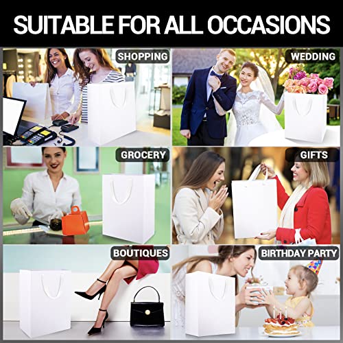 EUSOAR White Kraft Paper Bags, 12pcs 12"x 6"x 16" Extra Large Paper Shopping Bags with Handles, Heavy Duty Paper Merchandise Bags Bulk, Party, Favor, Goody,Boutique, Merchandise, Retail Bags