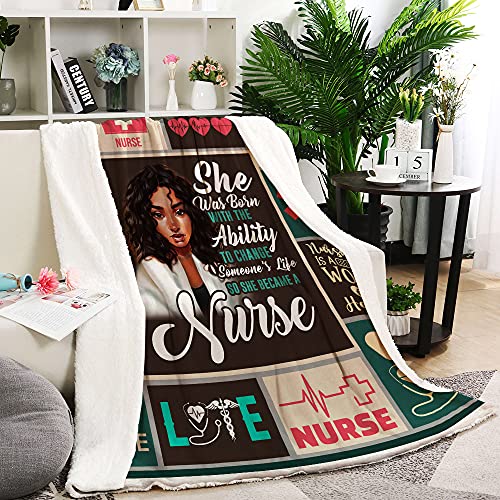 Nurse Gifts Soft Nurse Blanket Microfiber Plush Sherpa Gifts for Women Nurses Girl Warm Cozy Fuzzy Throw Blankets for Couch Bed Room (51'' x59''(130cmx150cm)