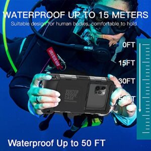 Waterproof Underwater Snorkeling Diving Phone Case for iPhone 11/12/13/14 Pro Max Mini Xr/X/Xs and Samsung Galaxy Note10/9/8/S10/9/8 Ultra Plus Professional [15m/50ft] Photo Video Cover (SG Black)