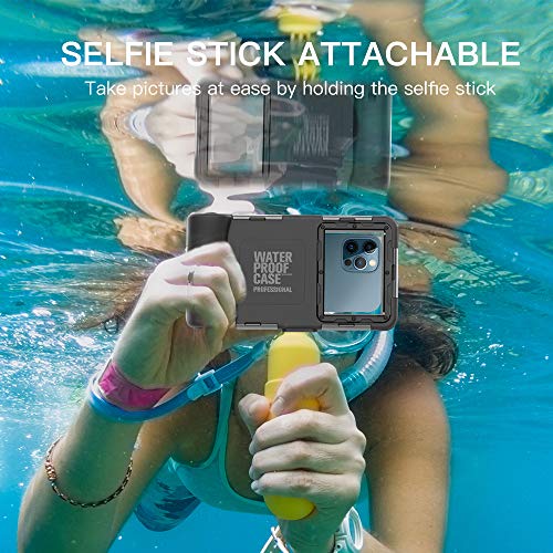 Waterproof Underwater Snorkeling Diving Phone Case for iPhone 11/12/13/14 Pro Max Mini Xr/X/Xs and Samsung Galaxy Note10/9/8/S10/9/8 Ultra Plus Professional [15m/50ft] Photo Video Cover (SG Black)