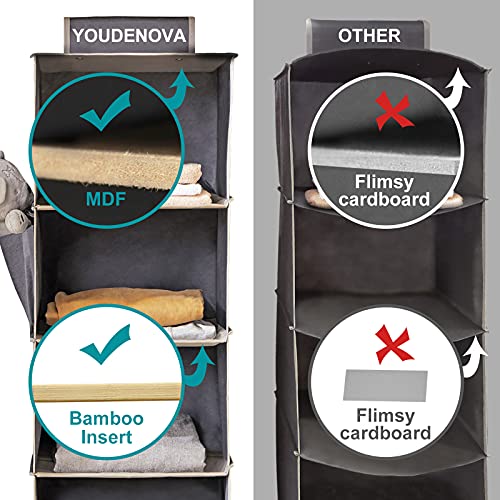 YOUDENOVA Hanging Closet Organizer, 6-Shelf & 4-Shelf Closet Hanging Storage Shelves, Black