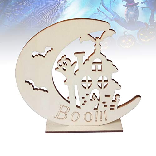 1pc Household Wooden Arrangement Haunted House Decor DIY Assembling Crafts with LED Candle Light for Halloween Decor for Celebration Party