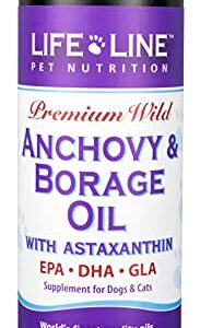 Life Line Pet Nutrition Wild Anchovy & Borage Oil - Premium Fish Oil Supplement for Dogs and Cats with Skin Sensitivites, 26 Fl Oz