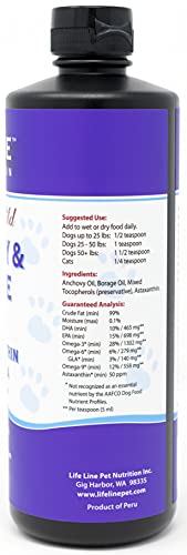 Life Line Pet Nutrition Wild Anchovy & Borage Oil - Premium Fish Oil Supplement for Dogs and Cats with Skin Sensitivites, 26 Fl Oz