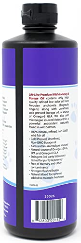 Life Line Pet Nutrition Wild Anchovy & Borage Oil - Premium Fish Oil Supplement for Dogs and Cats with Skin Sensitivites, 26 Fl Oz