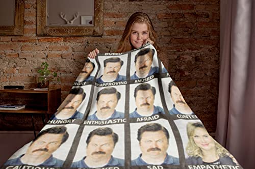 Parks And Recreation Moods and Faces of Super Soft Fleece Throw Blanket, Black, One Size