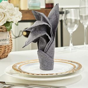 Mebakuk Rectangle Tablecloth and Cloth Napkins Set of 12, Anti-Shrink Soft and Wrinkle Resistant Decorative Fabric for Wedding Party Restaurant Dinner Parties (60 x 84 Inch - Dark Grey)