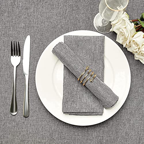 Mebakuk Rectangle Tablecloth and Cloth Napkins Set of 12, Anti-Shrink Soft and Wrinkle Resistant Decorative Fabric for Wedding Party Restaurant Dinner Parties (60 x 84 Inch - Dark Grey)