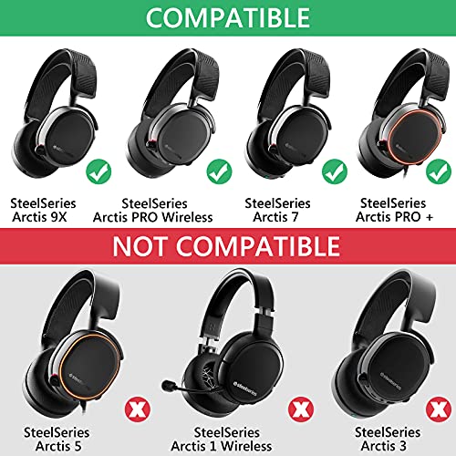 Ear Pads for SteelSeries Arctis 7, Arctis 9X, Arctis PRO Headphones Replacement Ear Cushions, Ear Covers, Headset Earpads (Flex Fabric/Black)