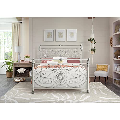 Hillsdale Mercer Metal Queen Sleigh Bed Brushed White