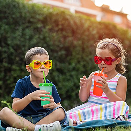 Color Changing Cups with Straws & Lids: 12oz Kids Cold Water Drinking Cups 10 Pcs Reusable Plastic Tumbler Bulk