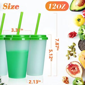 Color Changing Cups with Straws & Lids: 12oz Kids Cold Water Drinking Cups 10 Pcs Reusable Plastic Tumbler Bulk