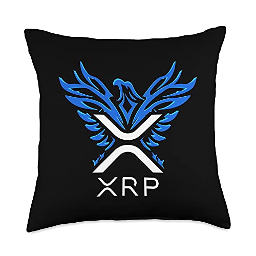 XRP Crypto Gifts & Apparel Cryptocurrency Logo-Rising Phoenix-XRP Throw Pillow, 18x18, Multicolor