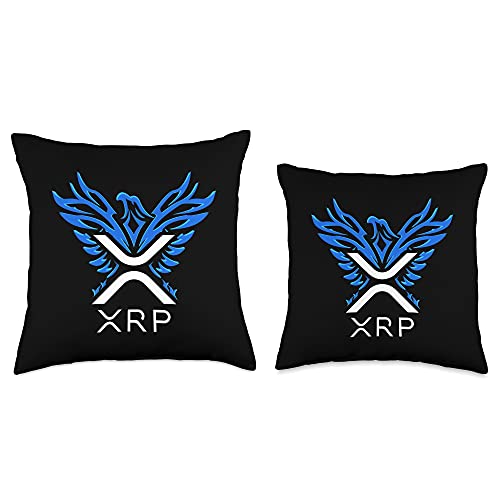 XRP Crypto Gifts & Apparel Cryptocurrency Logo-Rising Phoenix-XRP Throw Pillow, 18x18, Multicolor