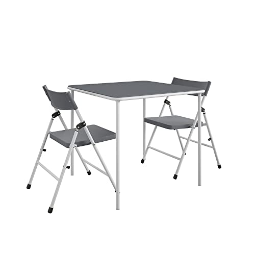 CoscoProducts Kid's 3-Piece Activity Set, Table and 2 Folding Chairs, Pinch-Free Design, Easy to Clean, Multi-Purpose, Easy to Assemble, Portable, Great for Snacking, Homework, & Games, Grey