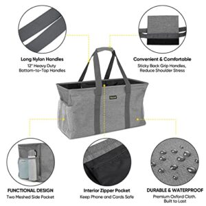 BALEINE Extra Large Utility Tote Bag with Wire Frame for Storage (Light Grey, 1-Pack)