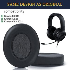 SOULWIT Ear Pads Cushions Replacement, Earpads for Razer Kraken X 2019, Kraken X Lite Headset, Noise Isolation Memory Foam, Softer Protein Leather-Black