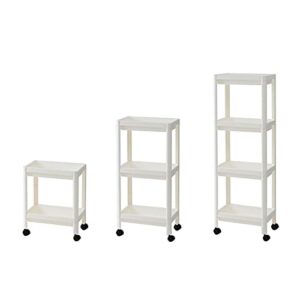 4 Tier Storage Trolley -Utility Cart and Hooks Standing Shelves for Kitchen Bathroom Living Room Bedroom Laundry Room