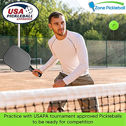 ZONE PICKLEBALL Neon Green Outdoor Pickleballs | USAPA Approved | 40 Holes | Durable | 6 Pack|