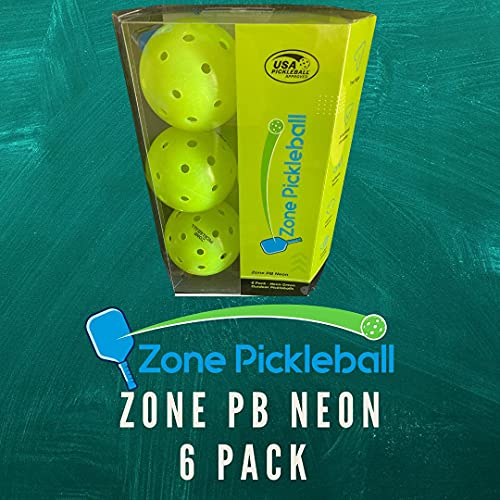 ZONE PICKLEBALL Neon Green Outdoor Pickleballs | USAPA Approved | 40 Holes | Durable | 6 Pack|