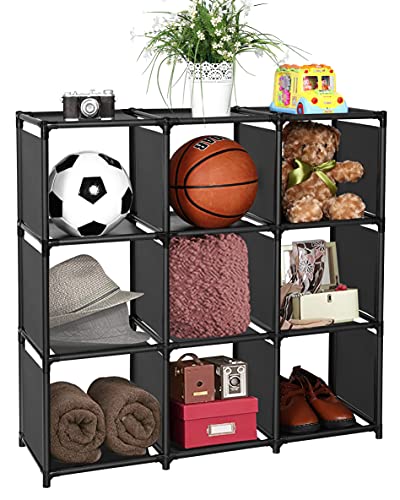 FIDUCIAL HOME 9 Cubes Storage Organizer, Sturdy Metal Frame, Black